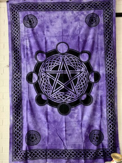 Pentacle with Moon Phases - Purple - Tapestry - Wall Hanging - Divine ...